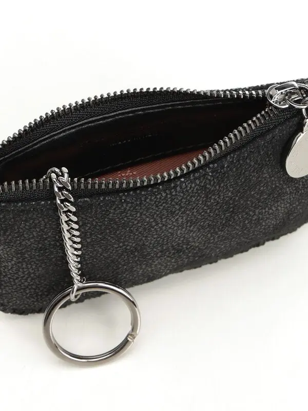 Stella McCartney Falabella Zip Around Card Holder Keychain - Black