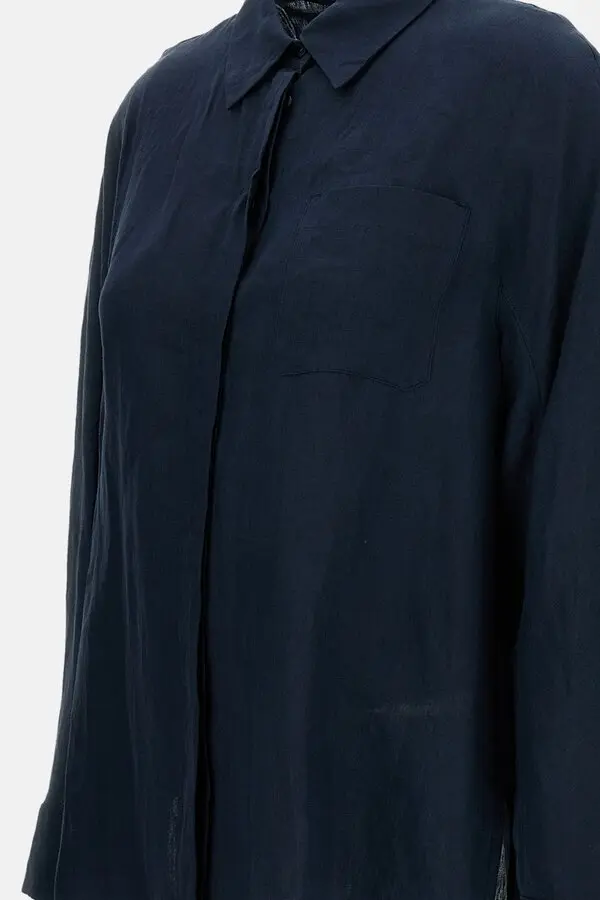 Max Mara Long-sleeved Linen Shirt - Multicolor