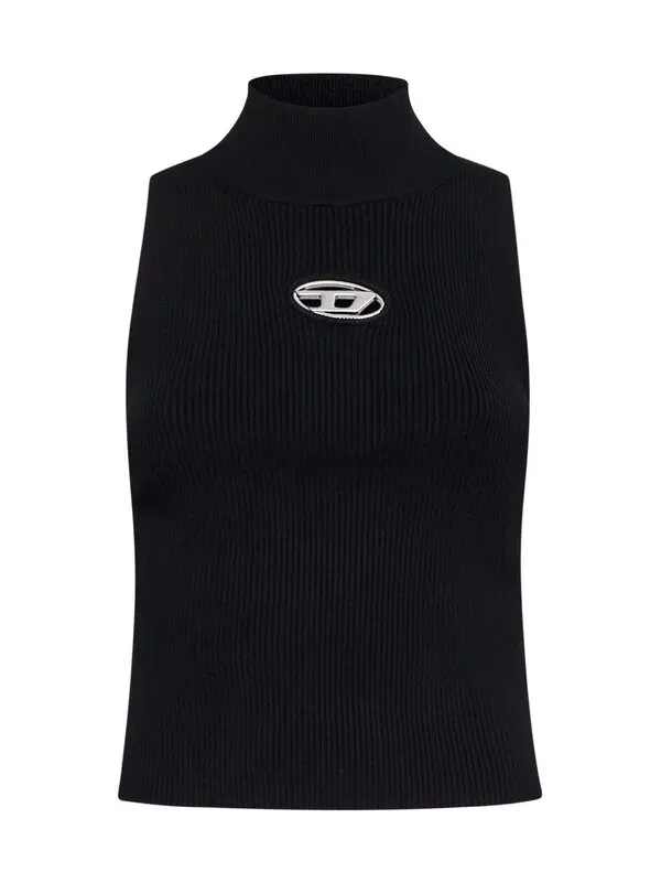 DIESEL® Ribbed High-collar Sleeveless Top - Multicolor