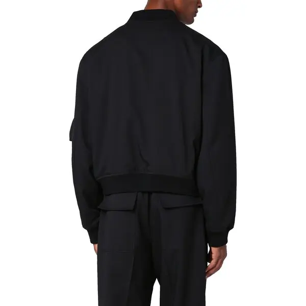 JIL SANDER Bomber Jacket With Leather Detail - Black