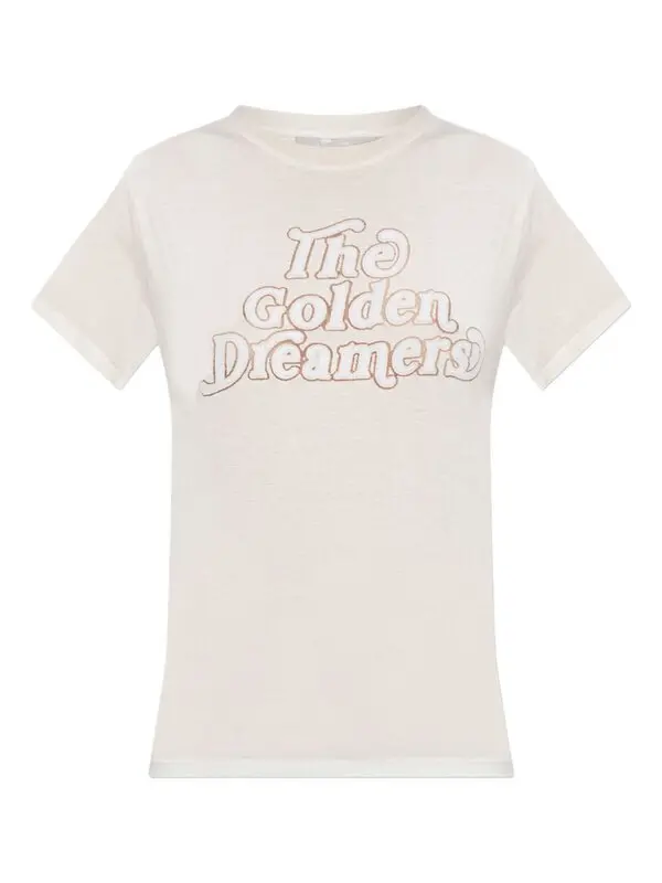 GOLDEN GOOSE Cotton T-shirt With Metallic Star Embellishments - Multicolor