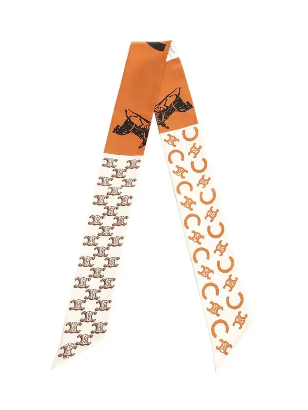 Celine Silk Twill Lavallière Scarf With Triomphe Print - Multicolor