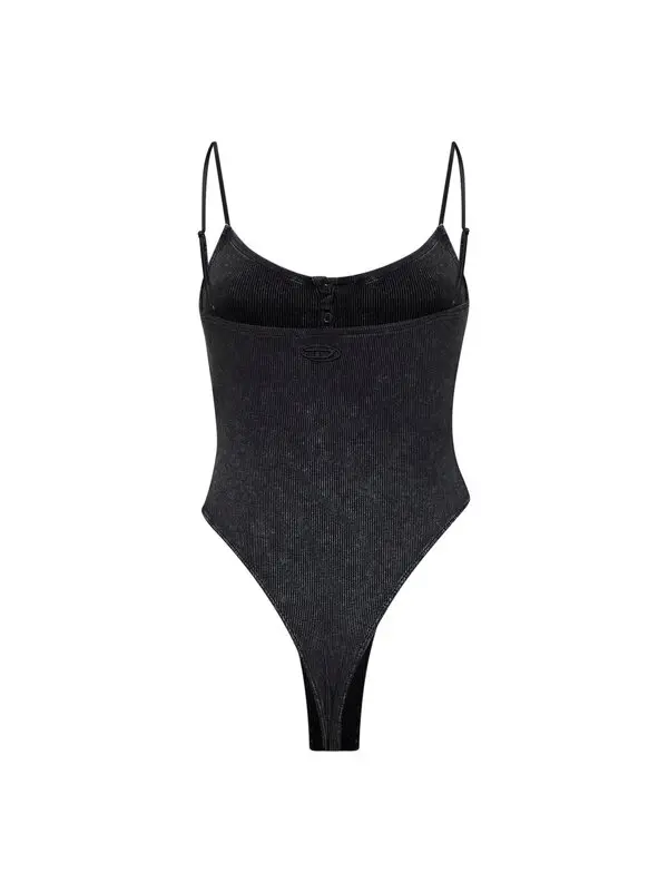 DIESEL® Dark Grey Marbled Ribbed Jersey T-ley Bodysuit