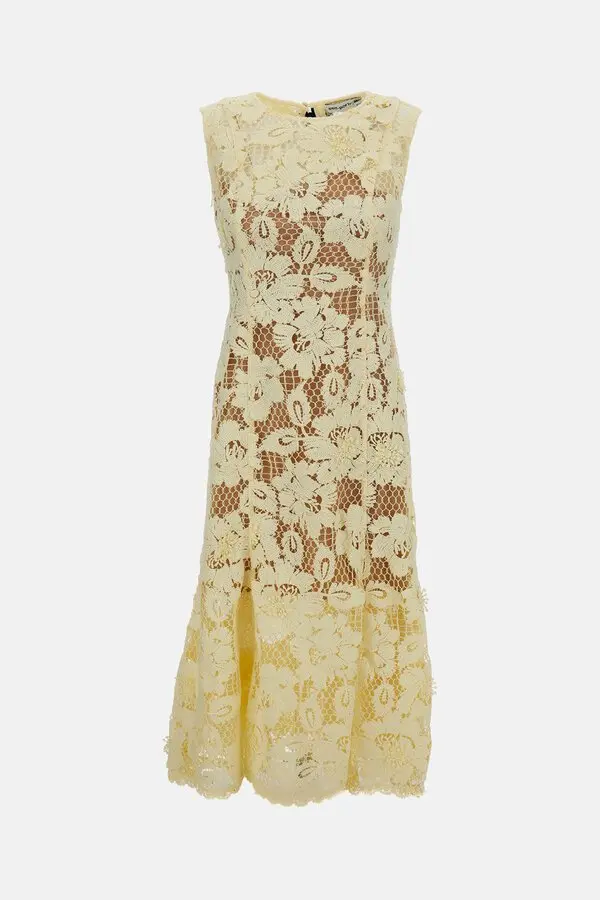 SELF-PORTRAIT Crochet Lace Midi Dress - Multicolor