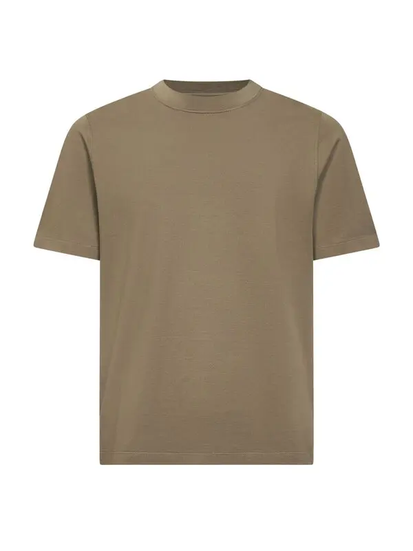 Brunello Cucinelli Khaki Cotton Jersey Crewneck T-shirt