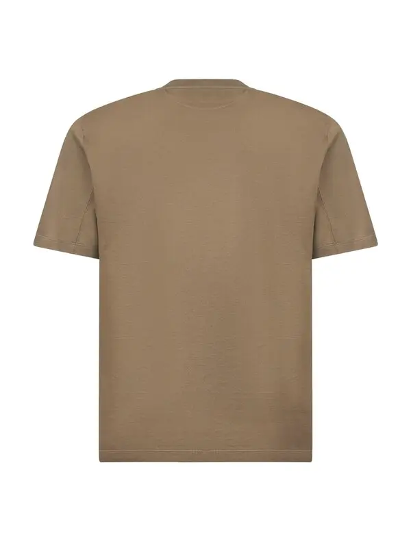 Brunello Cucinelli Khaki Cotton Jersey Crewneck T-shirt