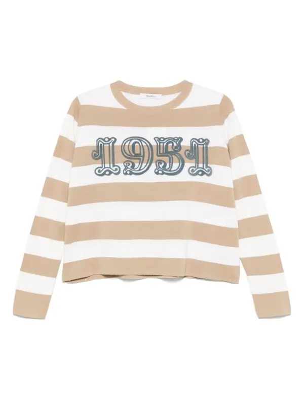 Max Mara Striped Wool Crew Neck Long Sleeve Sweater - Multicolor