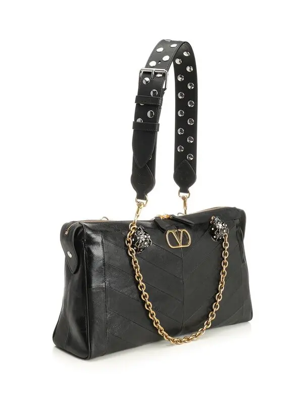 Valentino Garavani Medium Leather Bag With Panther Embellishment