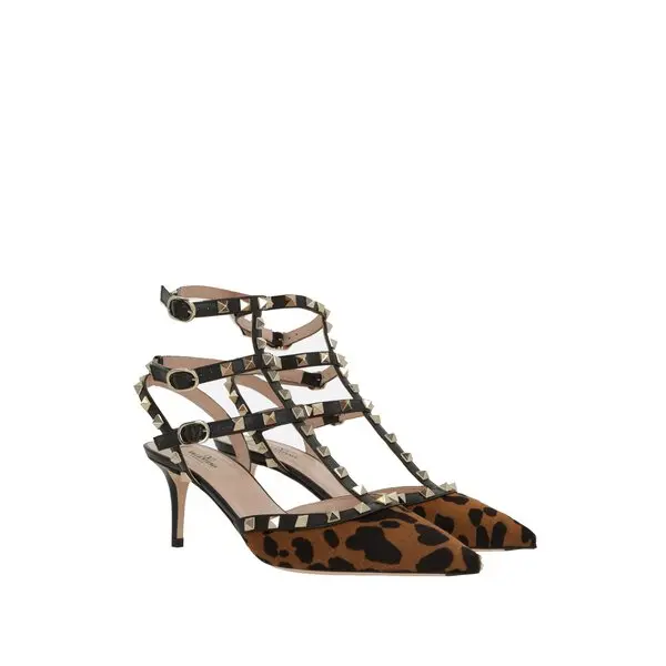 Valentino Garavani Rockstud Calf Hair Pumps - Black
