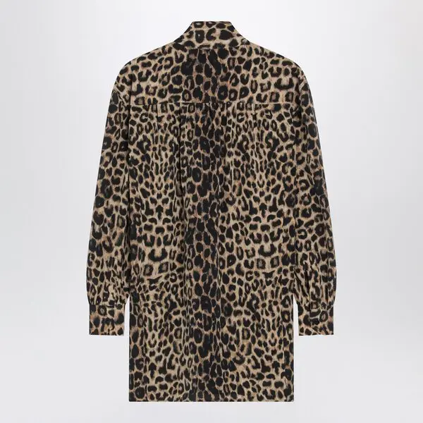 Saint Laurent Leopard Print Silk Mini Dress