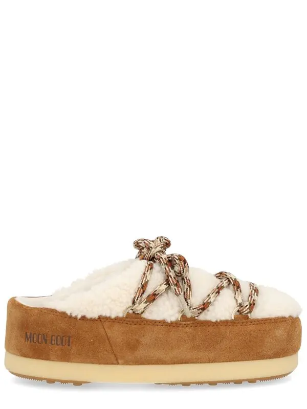 Moon Boot Shearling Mules With Tie Fastening - Multicolor