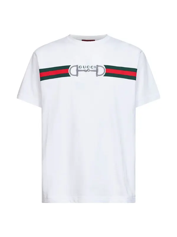 Gucci White Cotton Jersey Embroidered T-shirt