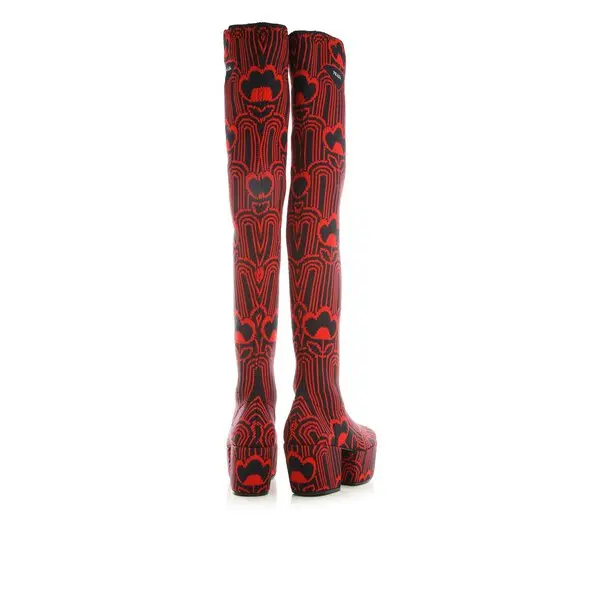Prada Jacquard Embroidered Thigh High Boots