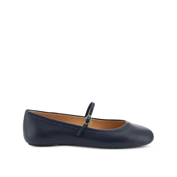 GIANVITO ROSSI Carla Ballerina Flats With Ankle Strap - Blue