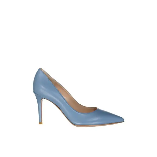 GIANVITO ROSSI Leather Pointed Toe Pumps - Blue