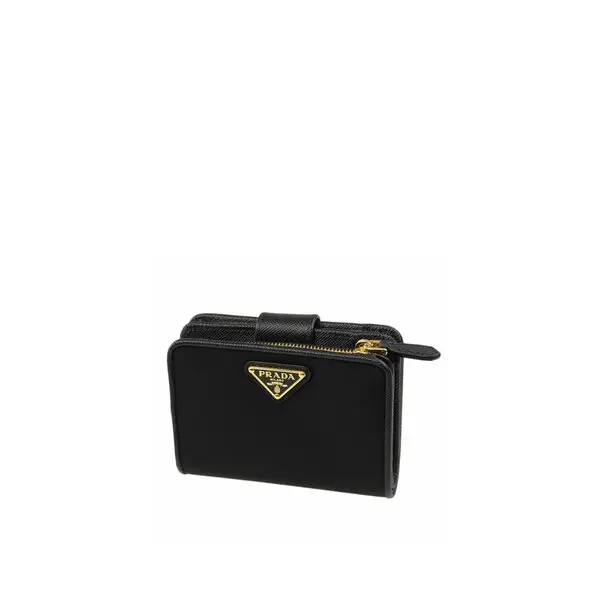 Prada Nylon And Leather French Wallet - Black