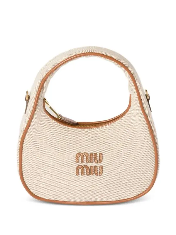 Miu Miu Wander Canvas And Leather Small Hobo Bag - Multicolor