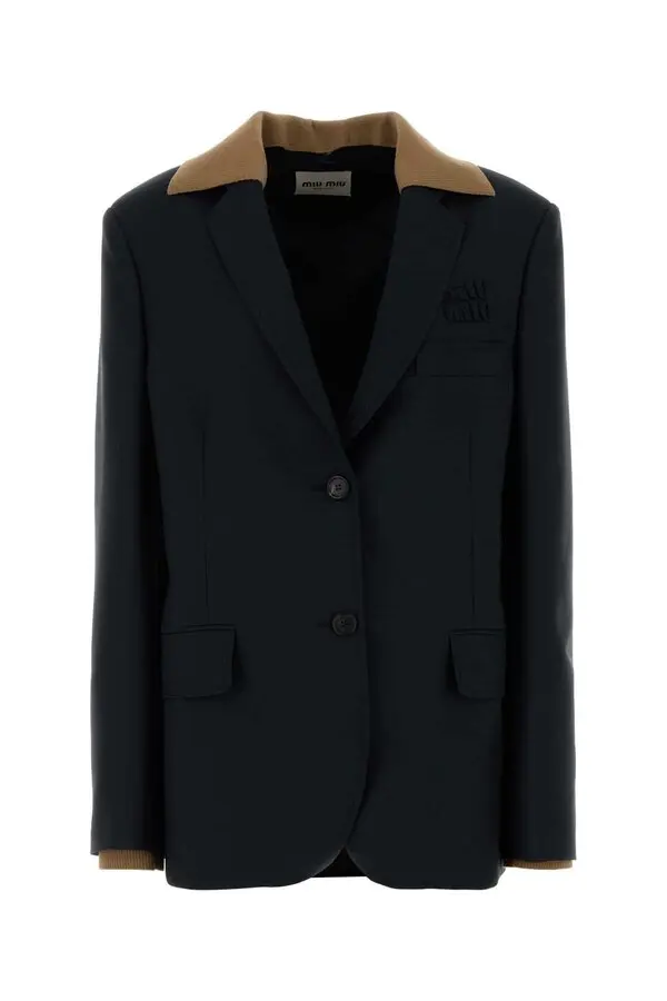 Miu Miu Mohair Blend Oversize Blazer - Blue