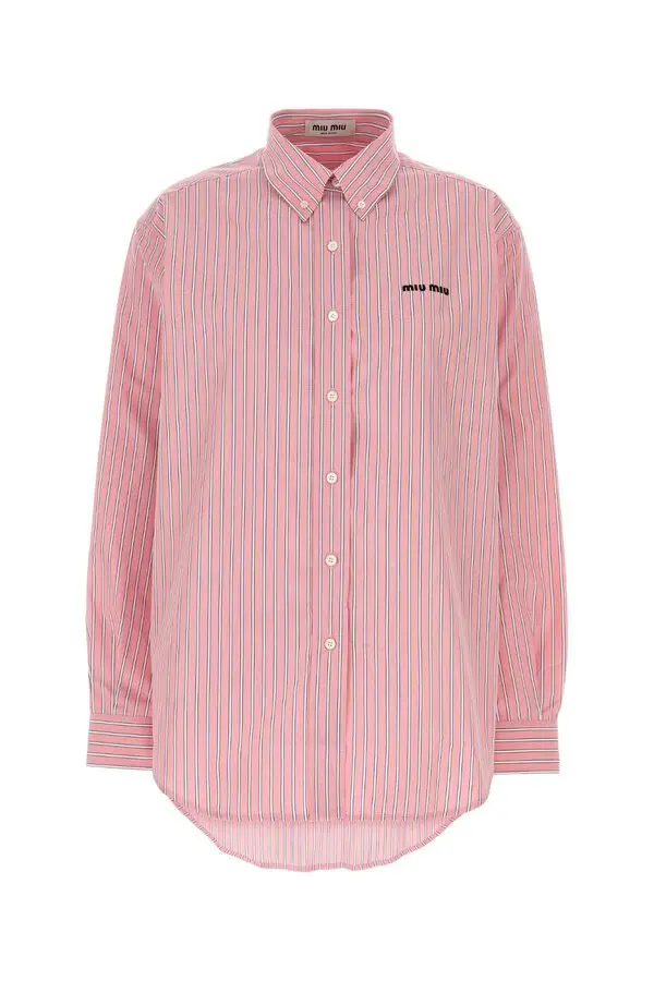 Miu Miu Embroidered Poplin Oversize Shirt