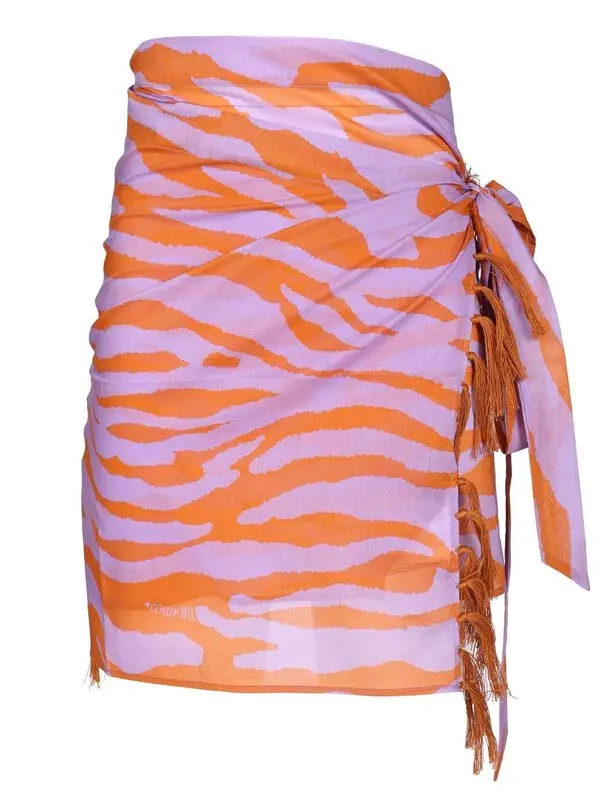Attico Fluorescent Animal Print Cotton Pareo - Multicolor