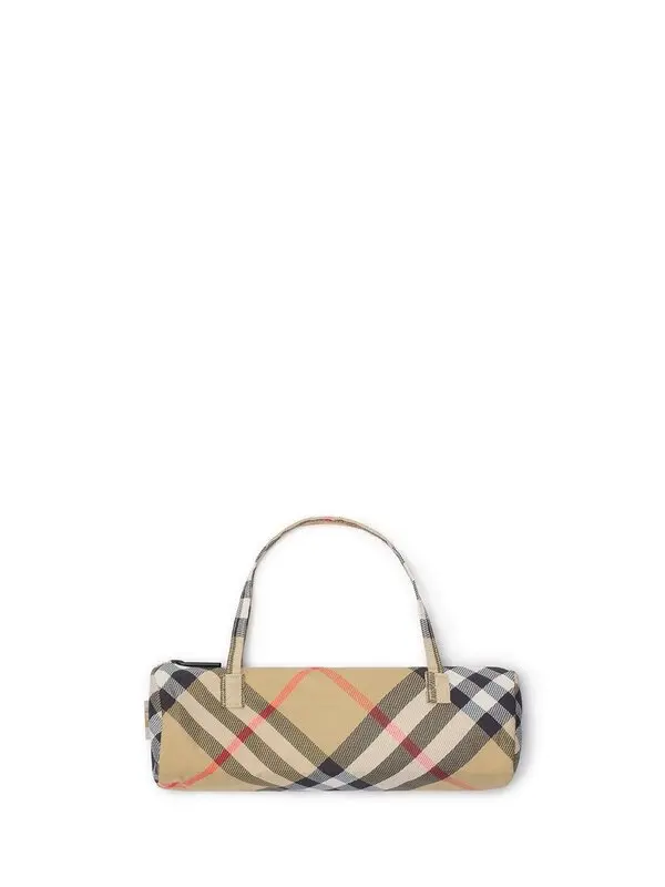 Burberry Check Folding Umbrella With Wooden Handle