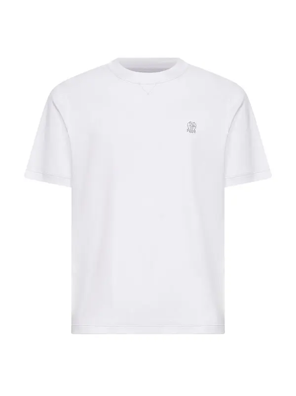 Brunello Cucinelli White Solomeo Crest Crewneck T-shirt - Multicolor