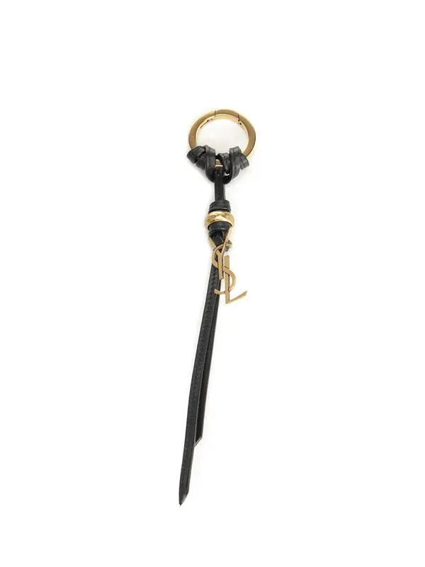 Saint Laurent Tassel Keychain With Cassandre Charm - Black