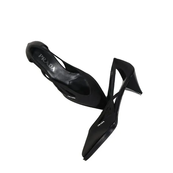 Prada 55mm Cut-out Satin Pumps - Black