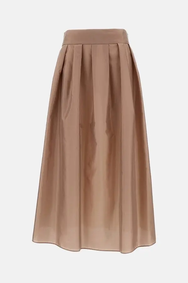 Max Mara Effetto Pleated Taffeta Midi Skirt