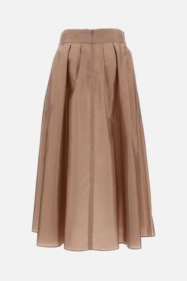 Max Mara Effetto Pleated Taffeta Midi Skirt
