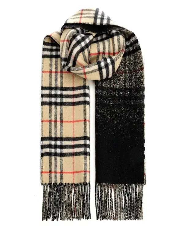 Burberry Cashmere Scarf With Shaded Check - Multicolor