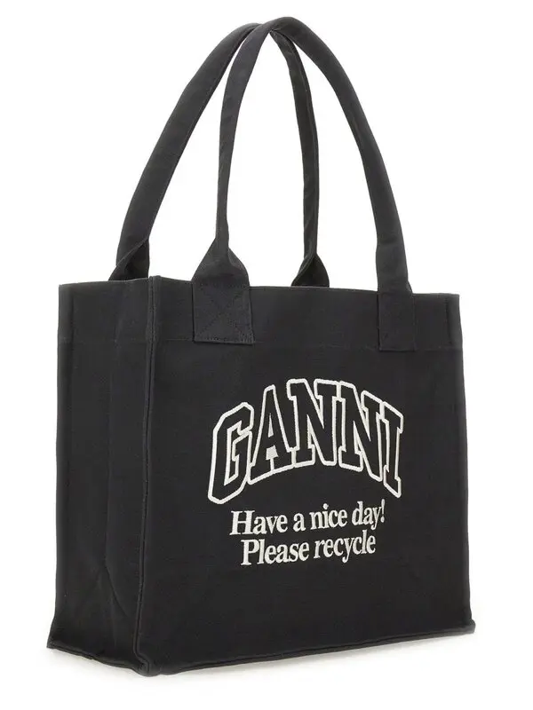 GANNI Large Tote Bag With Logo - Multicolor