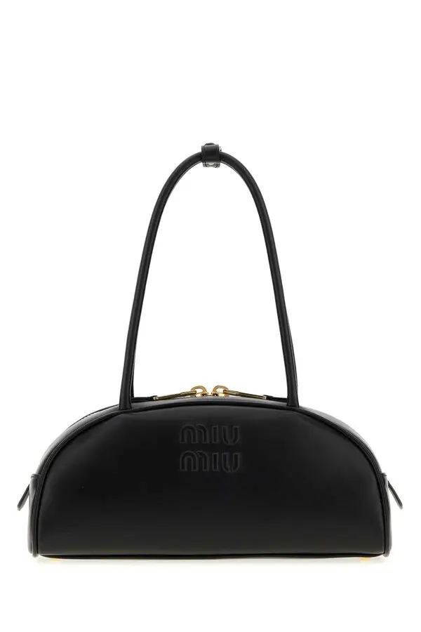 Miu Miu Mini Wander Handbag In Two-tone Fabric - Black