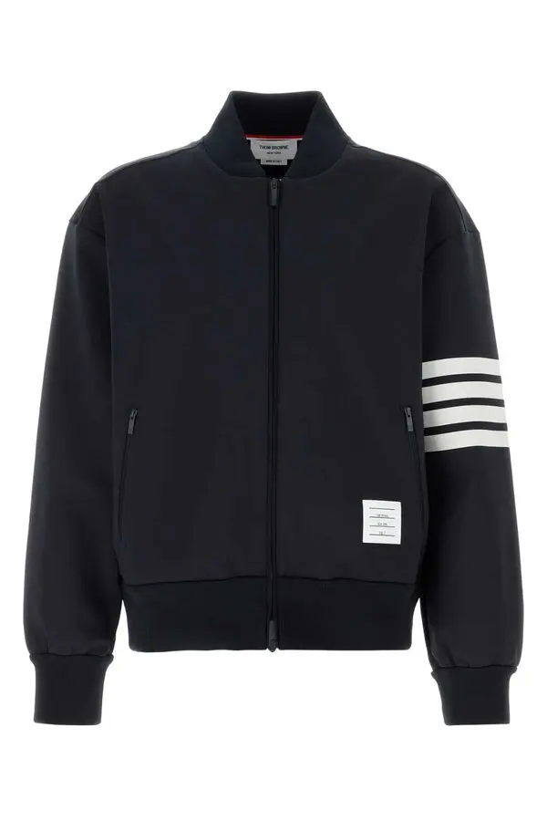 Thom Browne Midnight Stretch Viscose Blend Bomber Jacket - Blue