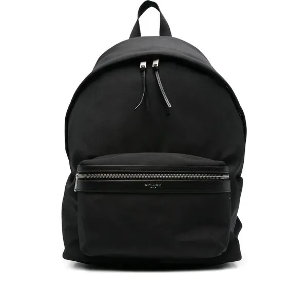 Saint Laurent Leather Trimmed Backpack - Black