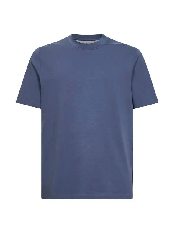 Brunello Cucinelli Denim Cotton Jersey Crewneck T-shirt - Multicolor