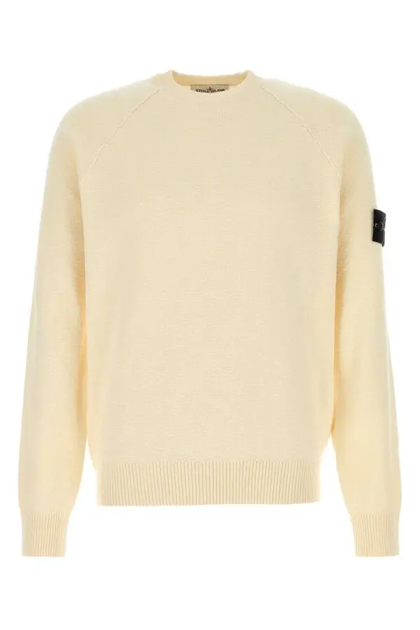 Stone Island Cream Cotton Sweater - Yellow