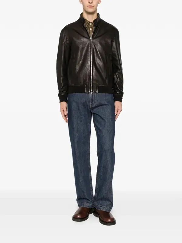 Tagliatore Leather Bomber Jacket - Multicolor