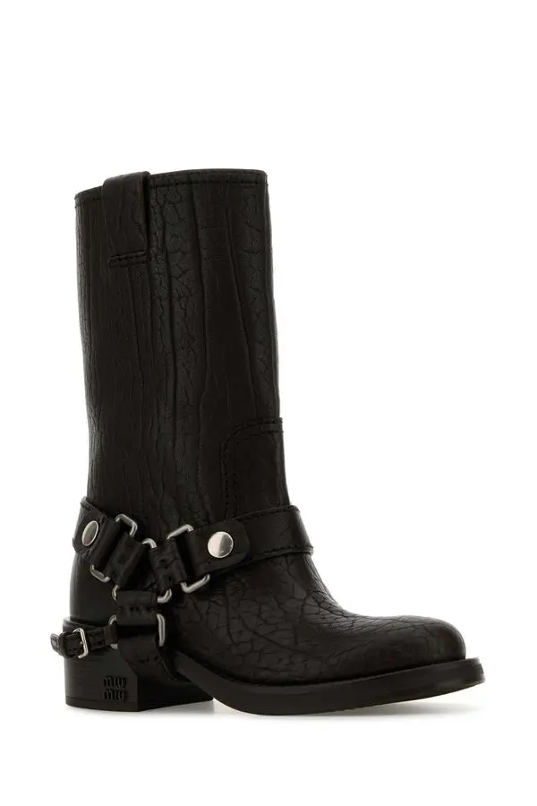 Miu Miu Vitello Leather Ankle Boots - Brown