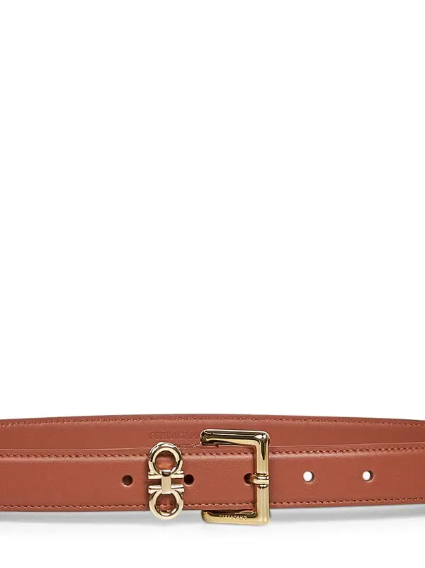 FERRAGAMO Double Gancini Leather Belt - Multicolor