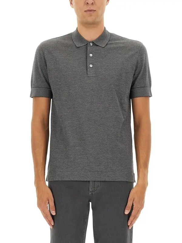Zegna Cotton Blend Polo Shirt - Gray