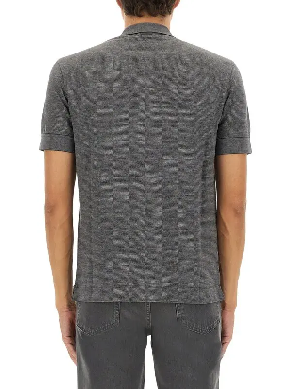 Zegna Cotton Blend Polo Shirt - Gray