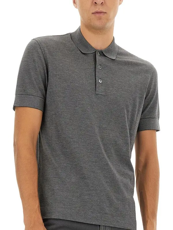 Zegna Cotton Blend Polo Shirt - Gray