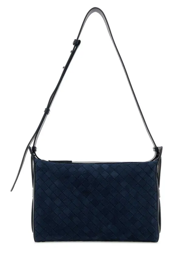 Bottega Veneta Navy Suede Tribeca Handle Crossbody Bag - Blue