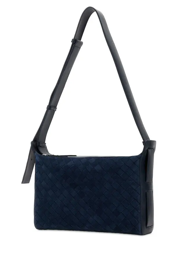 Bottega Veneta Navy Suede Tribeca Handle Crossbody Bag - Blue