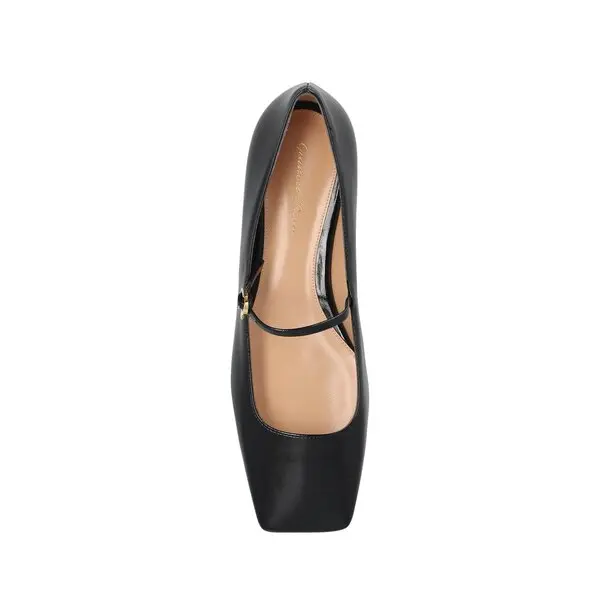 GIANVITO ROSSI Leather Ballerina Flats With Buckle Detail - Black