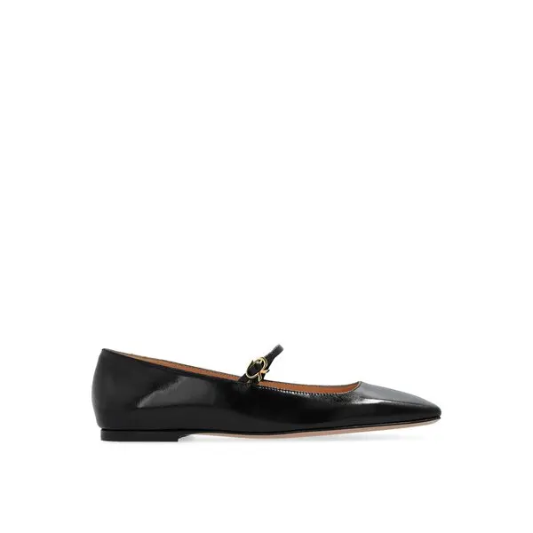 GIANVITO ROSSI Leather Ballerina Flats With Buckle Detail - Black
