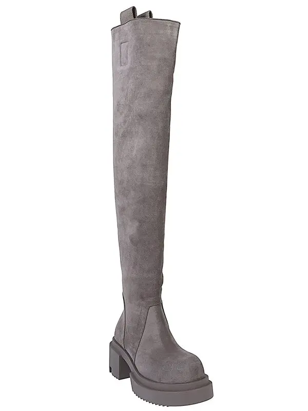 Rick Owens Suede Leather Knee High Boots - Multicolor