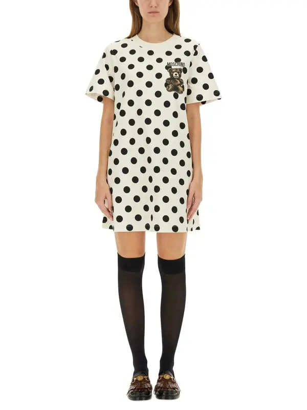Moschino Teddy Bear Polka Dot Dress - Cream