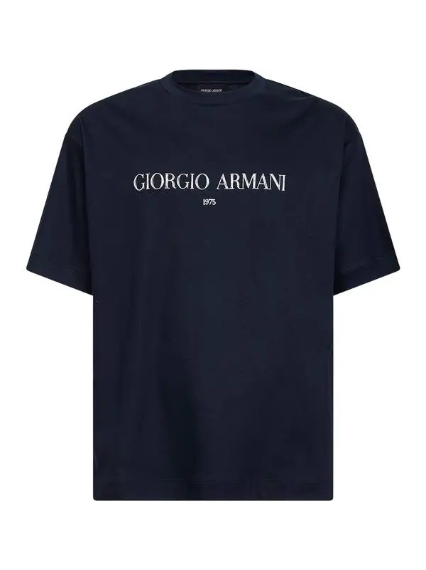 Giorgio Armani Navy Blue Cotton Interlock Jersey T-shirt - Multicolor